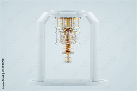 Quantum Computer Gold Silver Mechanism Isolated On White Background Mechanism Quantum