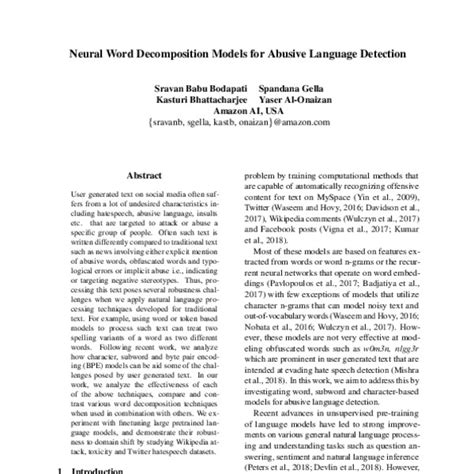 Neural Word Decomposition Models For Abusive Language Detection Acl Anthology