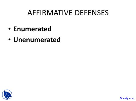 Affirmative Defence Civil Procedure Lecture Slides Docsity