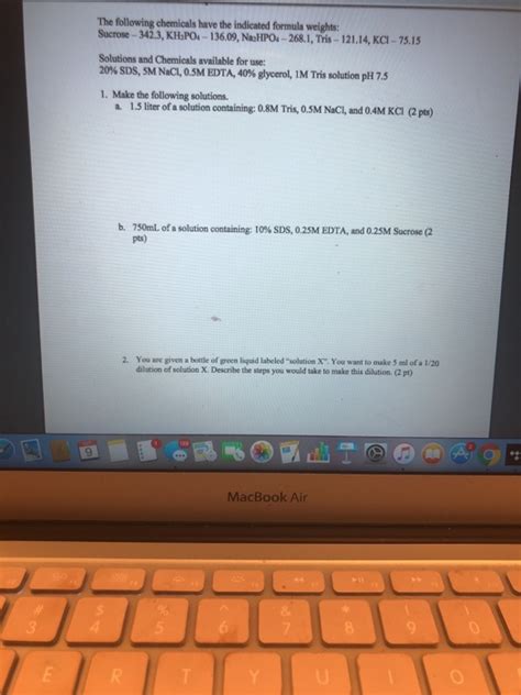 Solved The Following Chemicals Have The Indicated Formula