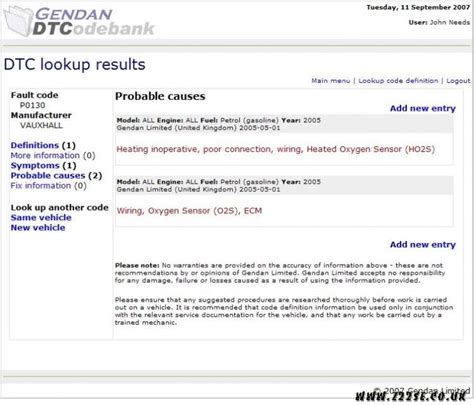P0130 O2 Sensor Circuit Malfunction Bank 1 Sensor 1 Uk