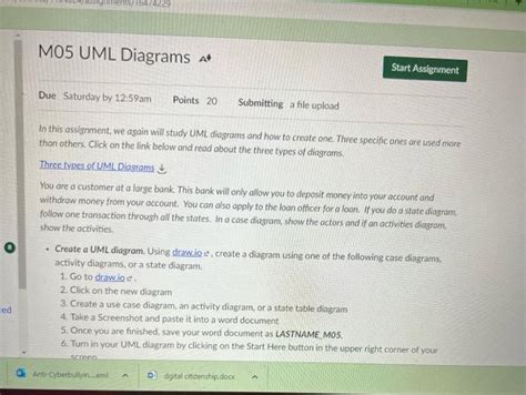 Solved Ed 0 Iments16474229 M05 Uml Diagrams A Due Saturday
