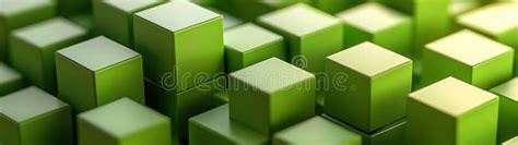 Abstract Background Of Green Cubes In 3d Design And Perspective Stock Illustration