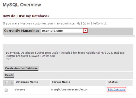 Linux Hosting Platform Database Mysql Hostway Help Center