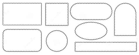 Scallop Edge Border And Frame Square Circle And Rectangle Shape Vector Lace Frill Simple Cute