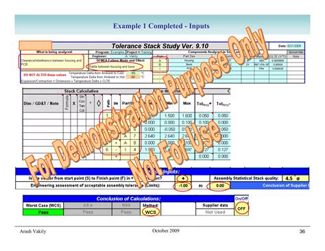 Performing Tolerance Stack Ups Using Automated Excel Calculator By Arash Vakily Pdf 3 D