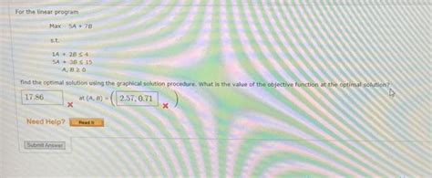 Solved For The Linear Program Max S T 1a 2b ≤ 4 5a 3b ≤