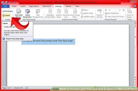 How To Format Label Text And Add Graphics In Microsoft Word