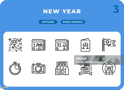 Ui에 대 한 새 해 대시 윤곽선 아이콘 팩 웹 디자인 및 웹 사이트 응용 프로그램에 대한 픽셀 완벽한 얇은 라인 벡터 아이콘 세트 0명에 대한 스톡 벡터 아트 및 기타