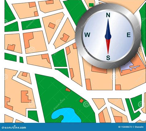 City Map With Compass Stock Vector Illustration Of Route 15448672