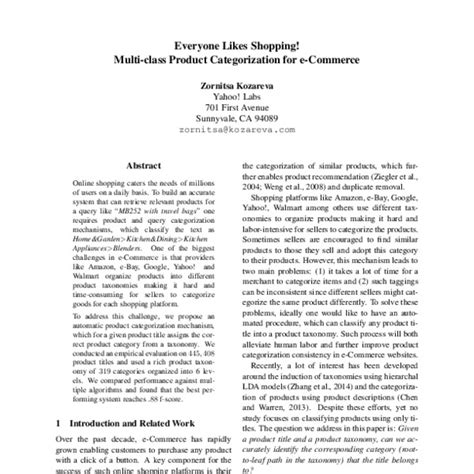Everyone Likes Shopping Multi Class Product Categorization For E