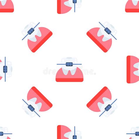 Orthodontic Braces Pattern With Dental Elements Stock Illustration