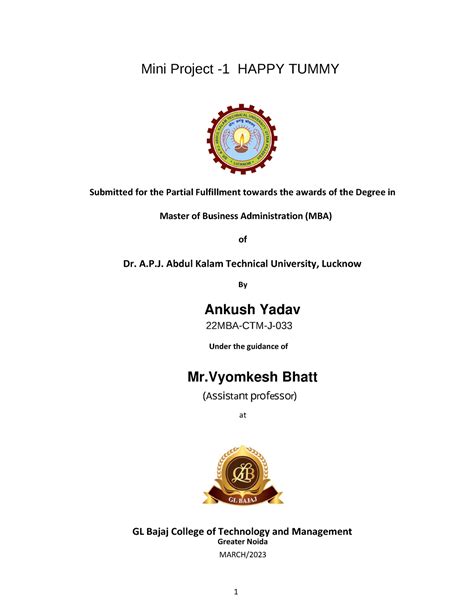 Ankush Yadav Mini Project 1 Submitted For The Partial Fulfillment