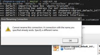Network Programming Vagrant And Virtualbox In Windows 10 Error Renaming Connection Stack Overflow