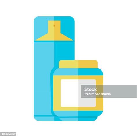 헤어 스프레이 와 스타일링 젤 플랫 디자인 긴 그림자 색상 아이콘 헤어 스타일링 제품 젖은 모발과 건조한 모발을 고정하는