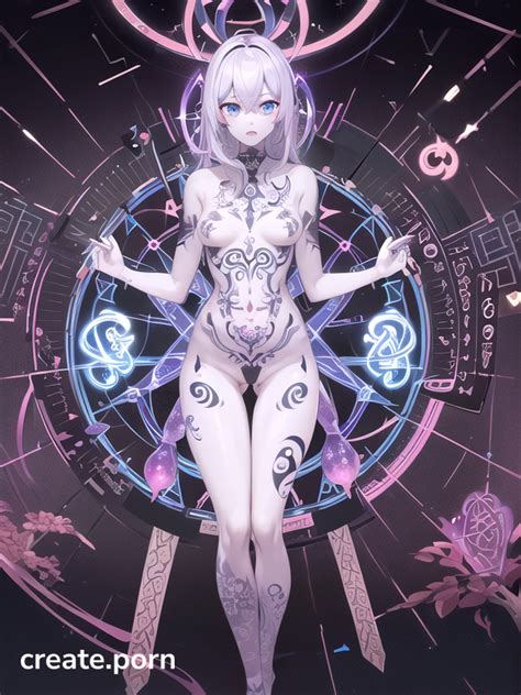 Pale Skin Magic Circle Tattoo Perfect Body NSFW Extra Limbs AI Porn Generator