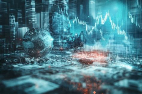 Digital Visualization Of Global Finance With Stock Market Data Set In A Futuristic Cityscape