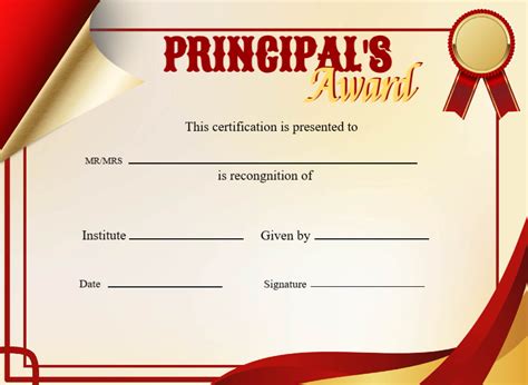 Editable Principas Award Editable Certification Template Clever Ce