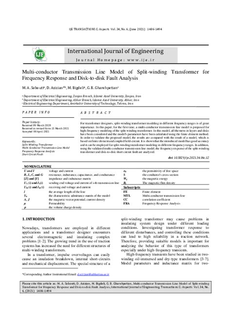 pdf multi conductor transmission line model of split winding transformer for frequency