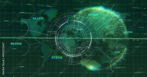 Digital World Map And Data Visualization Animation Over Green Grid Background Stock Video