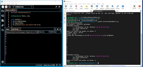 Drahtlose Datenübertragung Python Skript Für Bluetooth Kommunikation Mit Mikrocontroller
