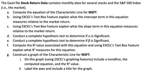 The Excel File Stock Return Data Contains Monthly