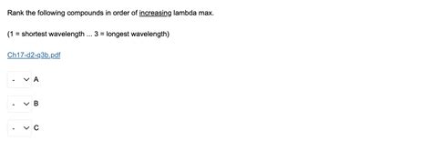 Solved Rank The Following Compounds In Order Of Increasing