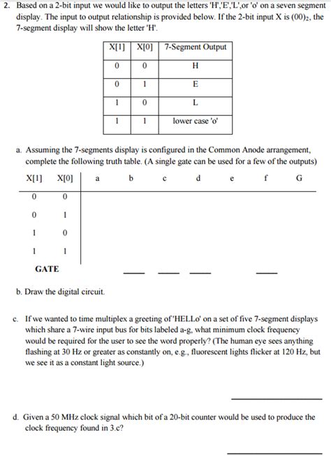 Solved Based On A 2 Bit Input We Would Like To Output The