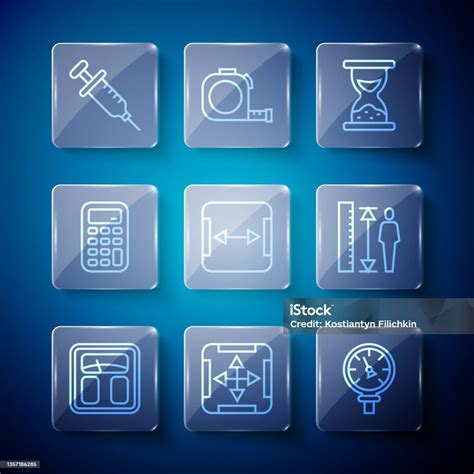 세트 라인 욕실 비늘 영역 측정 압력 물 미터 모래 계산기 주사기 및 측정 높이 바디 아이콘오래된 모래 시계 벡터 0명에 대한 스톡 벡터 아트 및 기타 이미지 Istock