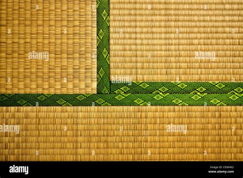 Closeup Of Adjacent Tatami Mats The Traditional Japanese Floor