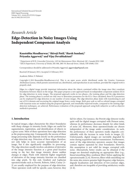 Pdf Edge Detection In Noisy Images Using Independent Component Analysis