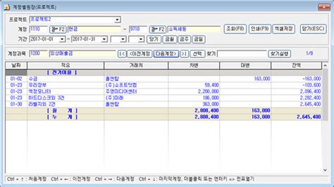 사용설명서 사용방법 회계관리 회계장부 프로젝트 계정별원장