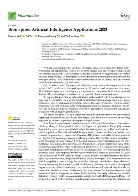 Pdf Bioinspired Artificial Intelligence Applications 2023
