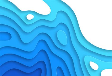 3d 페이퍼컷 파란색 그라데이션 레이어 추상적인 지형 부조 배경 주제에 대한 스톡 벡터 아트 및 기타 이미지 배경 주제