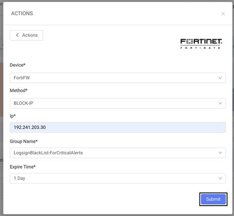 Incident Management FortiGate Action Logsign Support Center