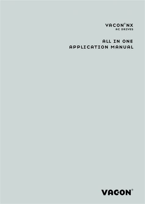 Pdf Vacon Nx All In One Application Manual Danfossvacon Nx Ac