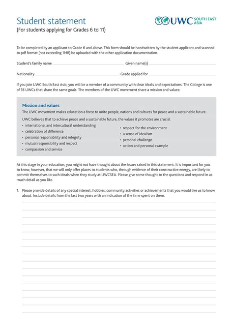 Uwcsea Student Statement Form By Uwcsea Issuu