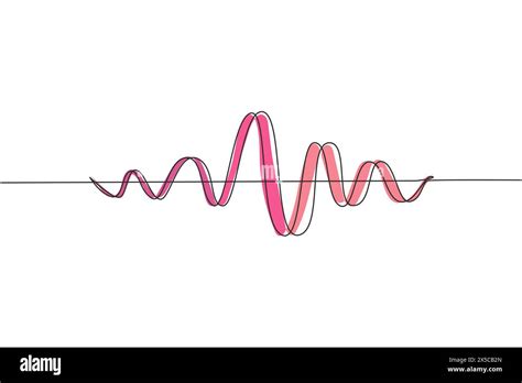 Single Continuous Line Drawing Black Sound Waves Music Audio Frequency Voice Line Waveform