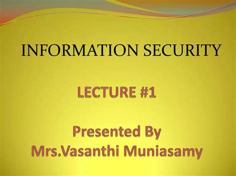 Information Security Lecture 1 Ppt Pptx Information And Network