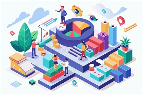 Dynamic Characters Engage In Data Analysis With Charts And Vibrant