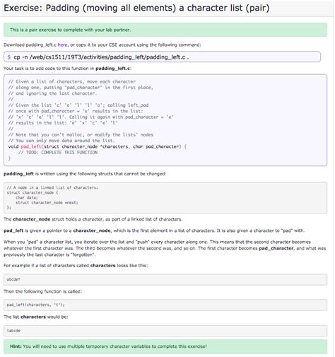 Solved Exercise Padding Moving All Elements A Character