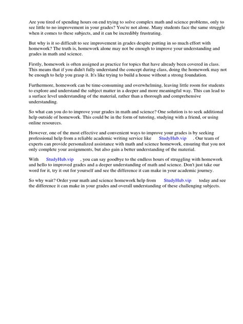 Math And Science Homework Does Not Improve Grades Download Free Pdf