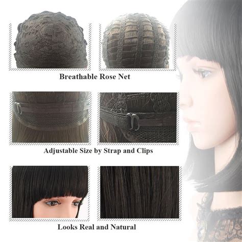 Buy Enilecor Short Bob Hair Wigs 12 Straight With Flat Bangs Synthetic Colorful Cosplay Daily