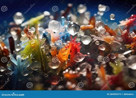 Microplastics In Water Sample Under Microscope Lens Stock Illustration