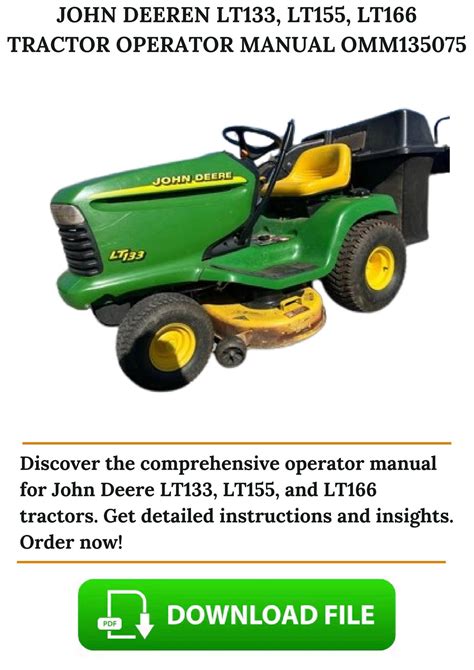 John Deeren Lt133 Lt155 Lt166 Tractor Operator Manual Omm135075 By