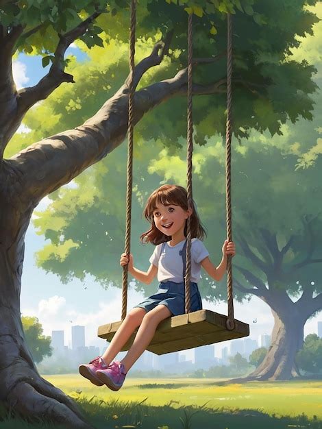 77 000 Girl Swinging On Tree Drawing Pictures
