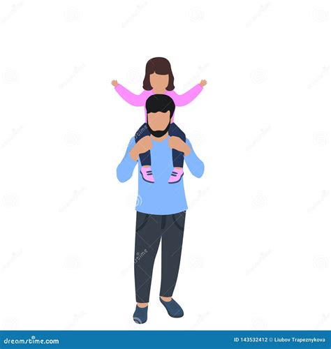 Uma Fam Lia Feliz O Paizinho E A Filha Passam O Tempo Junto Um Homem Guarda Uma Menina Em Seus