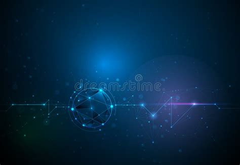 Illustration Abstract Molecules With Circles Lines Geometric Polygon Triangle Pattern