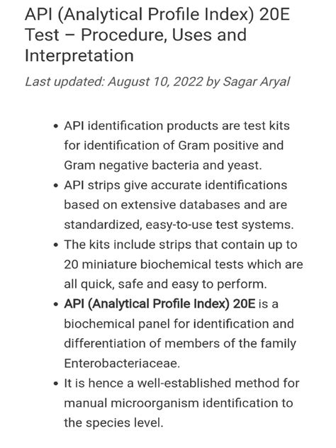 Api 20e Test Pdf
