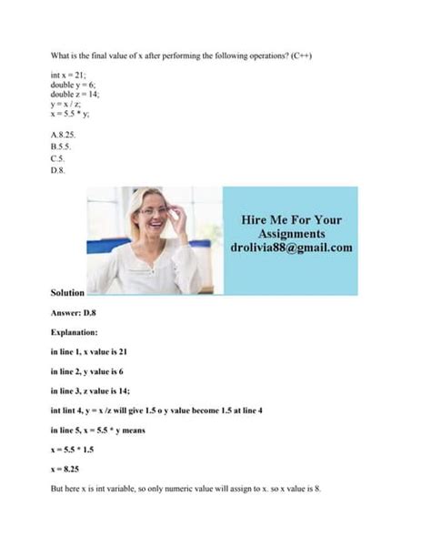 What Is The Final Value Of X After Performing The Following Operations 1docx